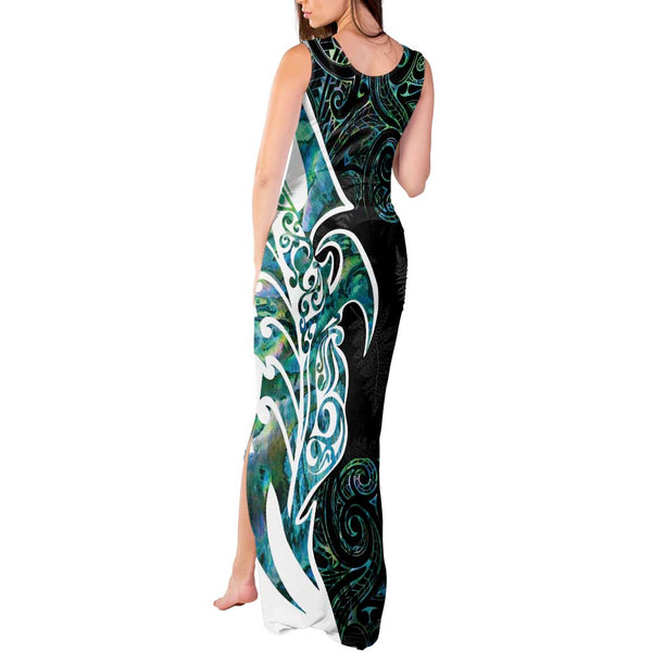 Proud Aotearoa Tank Maxi Dress Maori Silver Fern Mix Paua Shell Pattern ...