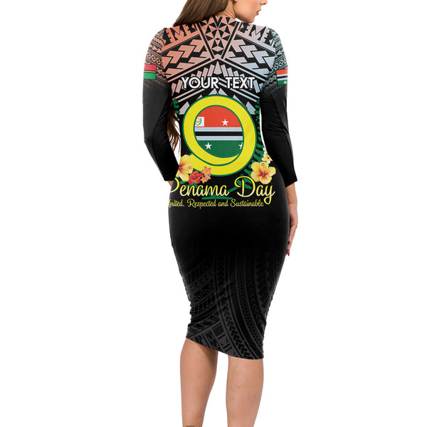 Personalised Penama Day Long Sleeve Bodycon Dress Vanuatu Provinces ...