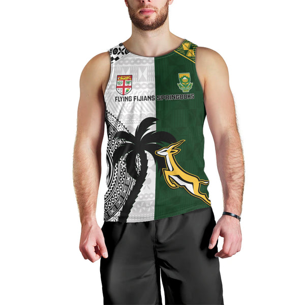 Custom South Africa And Fiji Rugby Men Tank Top 2023 World Cup Fijian ...