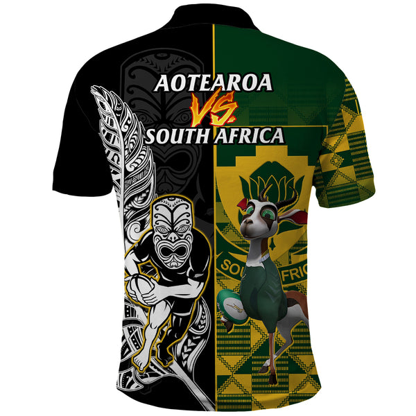 South Africa And Aotearoa Rugby Polo Shirt 2023 Springboks Kente ...