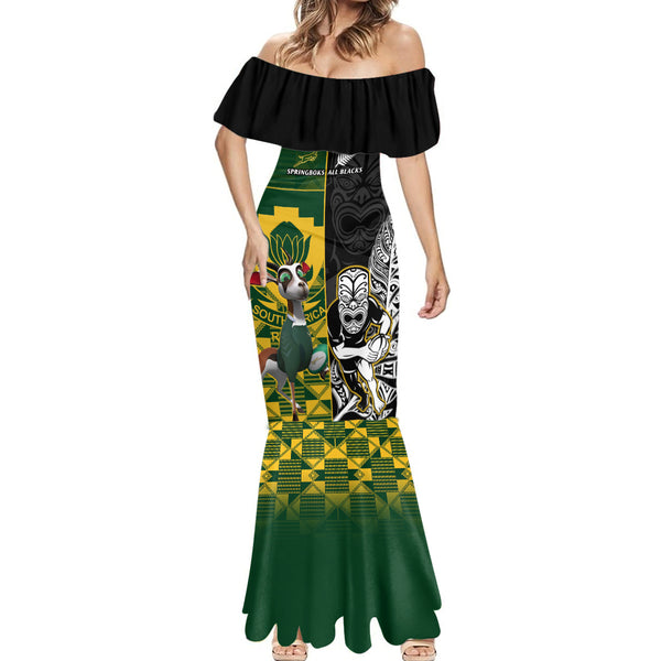 Custom South Africa And Aotearoa Rugby Mermaid Dress 2023 Springboks ...