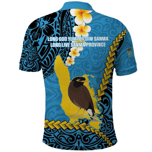 Sanma Province Polo Shirt Vanuatu Pattern Myna Bird - Plumeria Flag ...