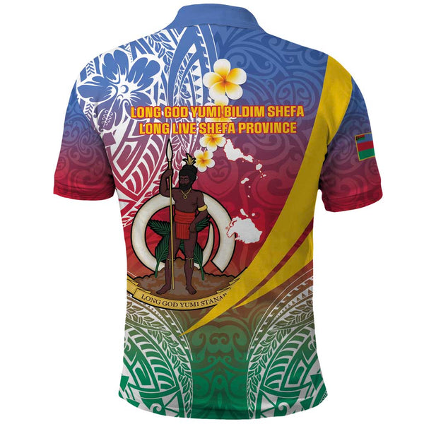 Shefa Province Polo Shirt Vanuatu Pattern Map - Plumeria Flag Color LT14