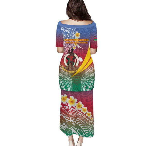 Shefa Province Puletasi Vanuatu Pattern Map - Plumeria Flag Color LT14