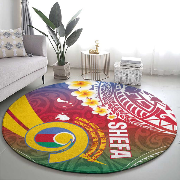 Shefa Province Round Carpet Vanuatu Pattern Map - Plumeria Flag Color LT14