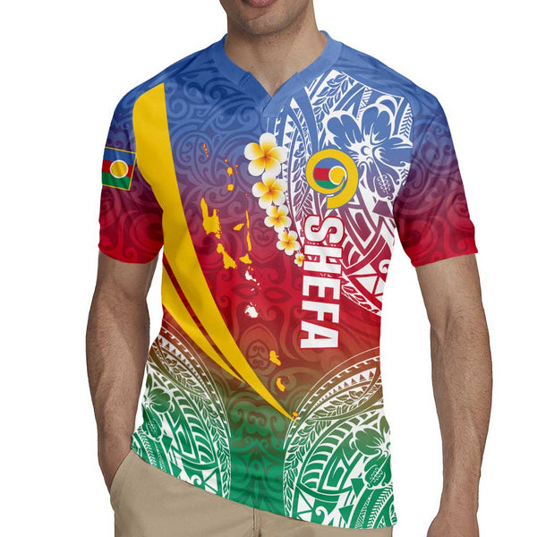 Shefa Province Rugby Jersey Vanuatu Pattern Map - Plumeria Flag Color LT14