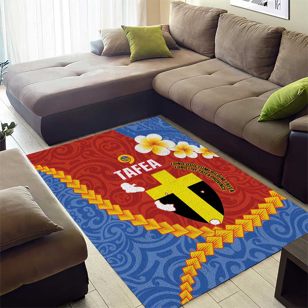 Tafea Province Area Rug Vanuatu Pattern Map - Plumeria Flag Color LT14