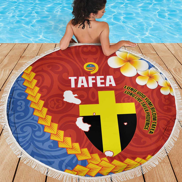 Tafea Province Beach Blanket Vanuatu Pattern Map - Plumeria Flag Color LT14