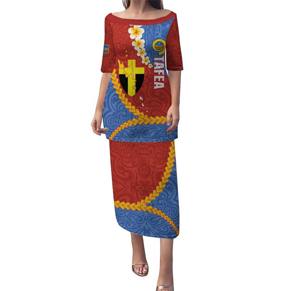 Tafea Province Puletasi Vanuatu Pattern Map - Plumeria Flag Color LT14