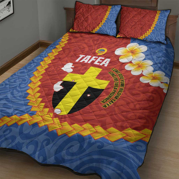 Tafea Province Quilt Bed Set Vanuatu Pattern Map - Plumeria Flag Color LT14