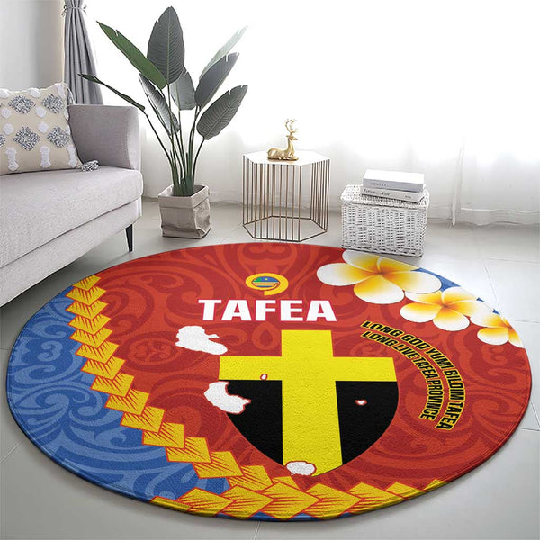 Tafea Province Round Carpet Vanuatu Pattern Map - Plumeria Flag Color LT14