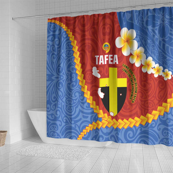 Tafea Province Shower Curtain Vanuatu Pattern Map - Plumeria Flag Color ...