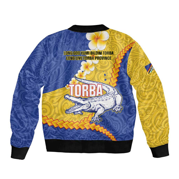 Torba Province Bomber Jacket Vanuatu Pattern Crocodile - Plumeria Flag ...