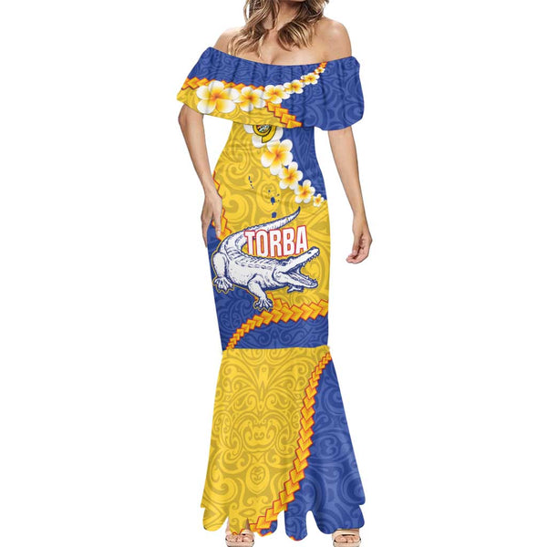 Torba Province Mermaid Dress Vanuatu Pattern Crocodile - Plumeria Flag ...