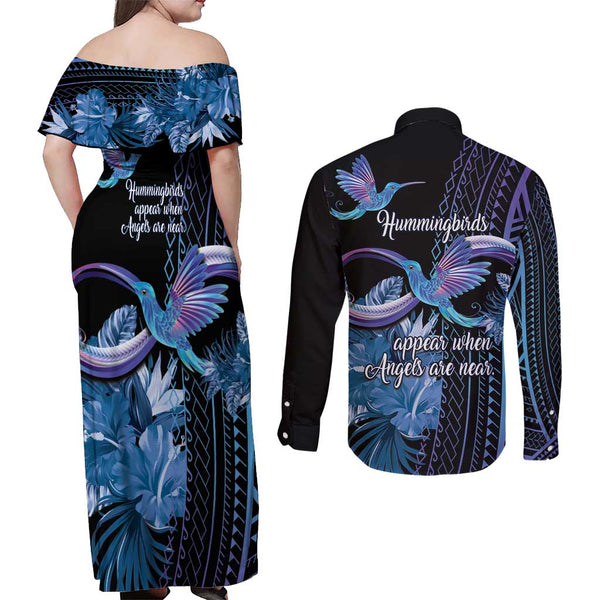 Polynesian Memorial Couples Matching Off Shoulder Maxi Dress and Long ...