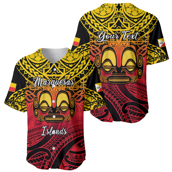 Personalised Marquesas Islands Baseball Jersey Tiki Polynesian ...