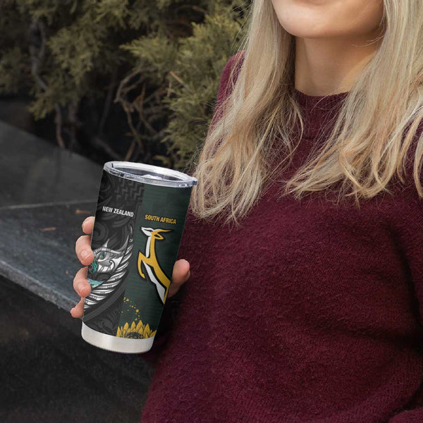 New Zealand and South Africa Rugby Custom Tumbler Cup Silver Fern With ...
