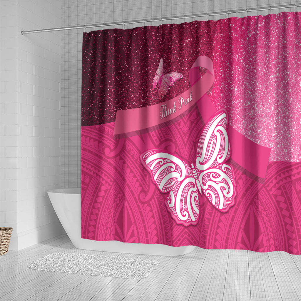 New Zealand Breast Cancer Awareness Shower Curtain Pink Ribbon ...