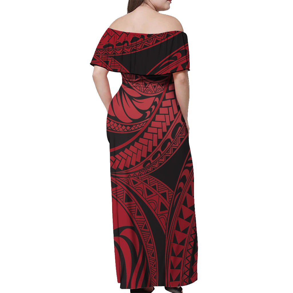Polynesian Pride Dress - Tribal Polynesian Red Ali Style Off Shoulder ...