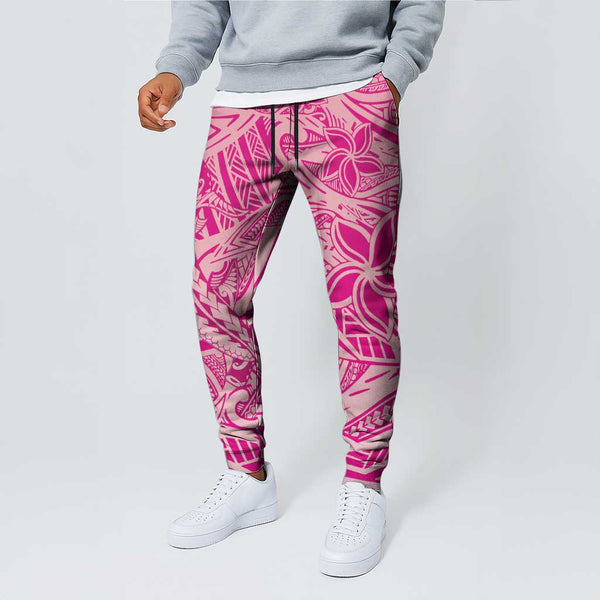 Pink Gradient Polynesia Jogger Pants Hawaiian Tribal Hammerhead Shark ...