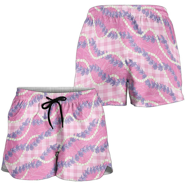 Pink Hawaii Palaka Honohono Pikake Shorts for Women Hawaiian Orchid Lei ...