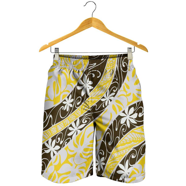 Rearea Tahiti Tiare Monstera Shorts for Men Polynesian Pattern Curve ...