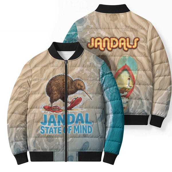 Kiwi Jandal Beach Life Bomber Puffer Jacket New Zealand Flip Flops ...
