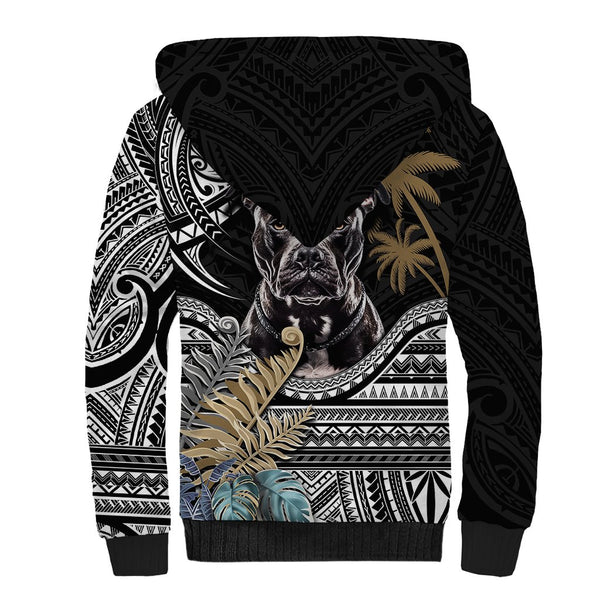 Polynesian Pitbull Sherpa Hoodie Polynesian Pattern And Pitbull TS04