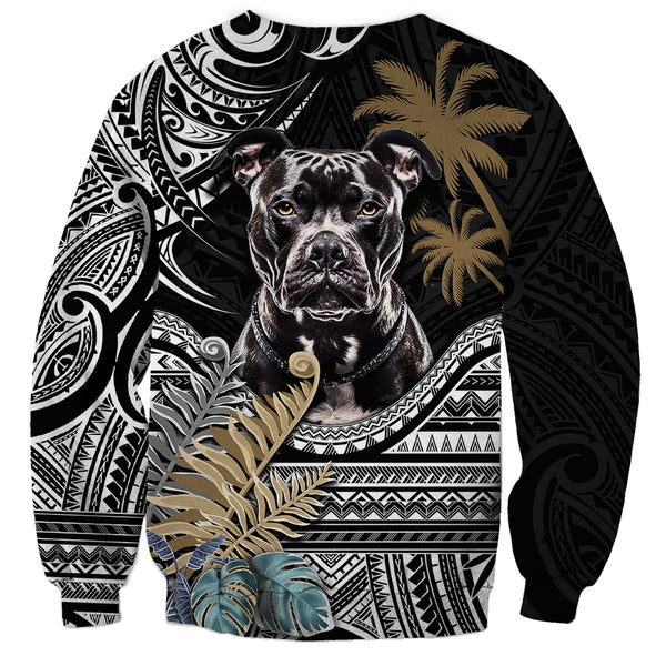 Polynesian Pitbull Sweatshirt Polynesian Pattern And Pitbull TS04