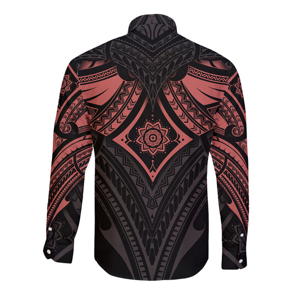 Feminine Polynesian Long Sleeve Button Shirt Mandala Tattoo Style TS04