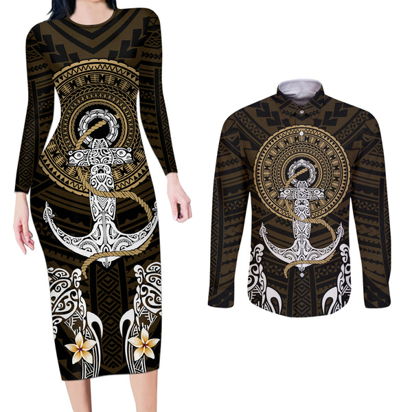 Polynesian Swordfish Couples Matching Long Sleeve Bodycon Dress and ...