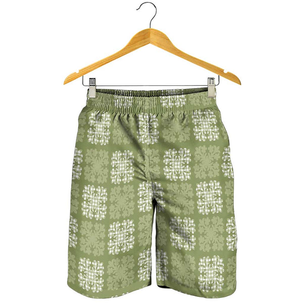 Vesuvian Green Palaka Quilt Hawaii Shorts for Men Traditional Hawaii ...