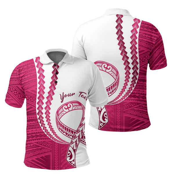 Polynesian Pride Apparel Custom Polo Shirt Pinktober White Polo Shirt