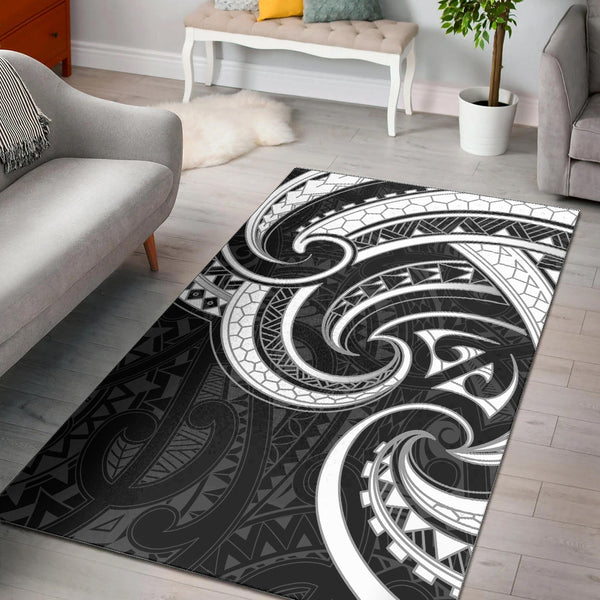 New Zealand Maori Mangopare Area Rug Polynesian - White RLT14