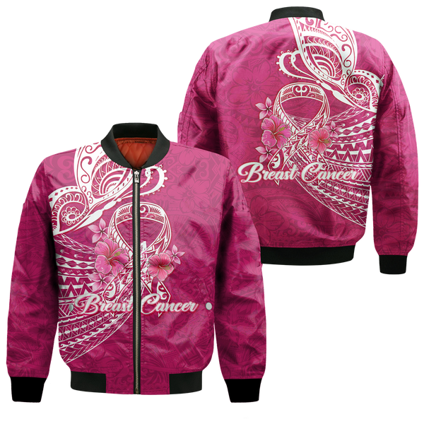 Breast Cancer Pink Ribbon Butterfly Polynesian Pink Version Bomber ...