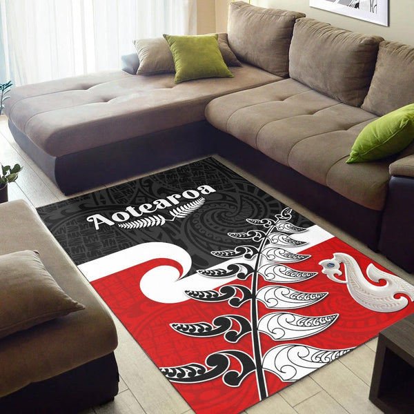 Waitangi New Zealand Area Rug Aotearoa Maori Pattern Mix Fern and ...