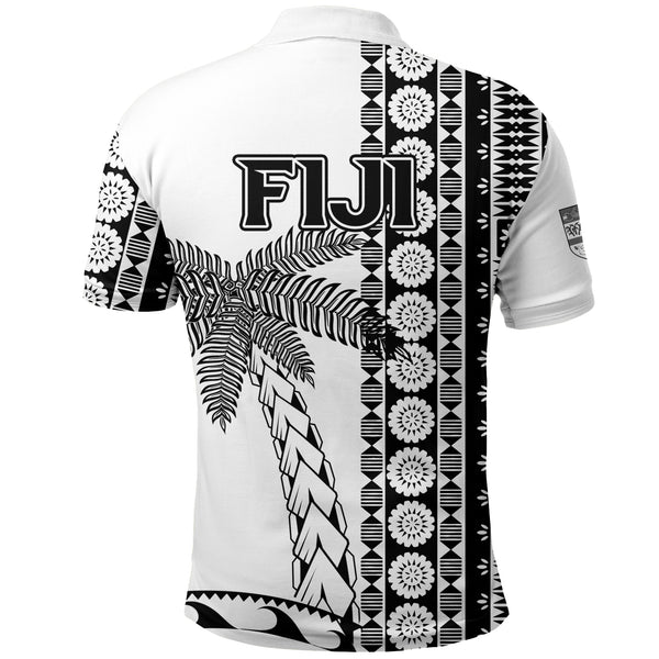 Fiji Rugby Polo Shirt Coconut Tree With Tapa Pattern LT12