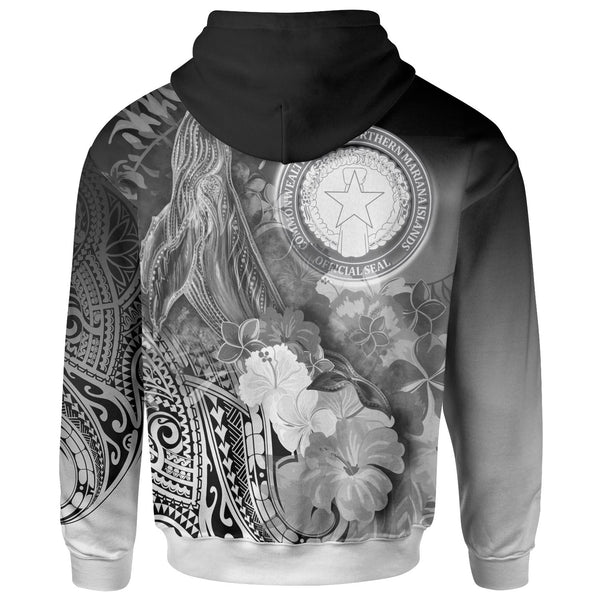 CNMI Hoodie Humpback Whale with Tropical Flowers (White)