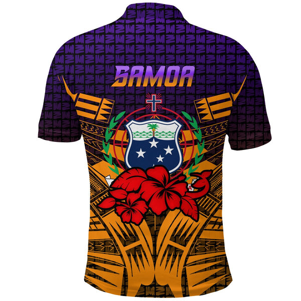 Samoa Polo Shirt Hibiscus With Tribal LT12