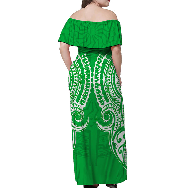 Cook Islands Rarotonga Off Shoulder Long Dress - Tribal Pattern - LT12