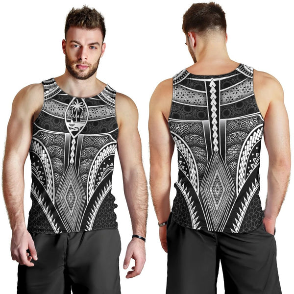 Polynesian Men Tank Top - Guam Symbols With Poly Patterns