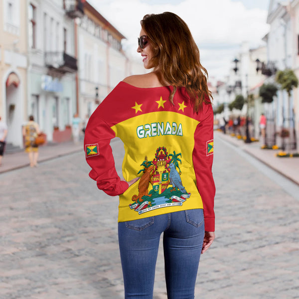 Grenada Women Off Shoulder Power Grenada Mix Coat of Arms LT13