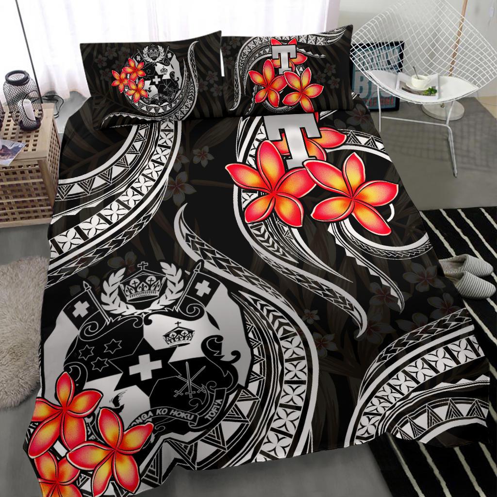 Polynesian Bedding Set - Tonga Duvet Cover Set - White Plumeria