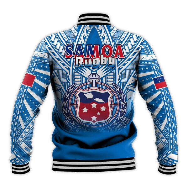 Samoa Rugby Baseball Jacket Toa Samoa Polynesian Pacific Blue Version LT14