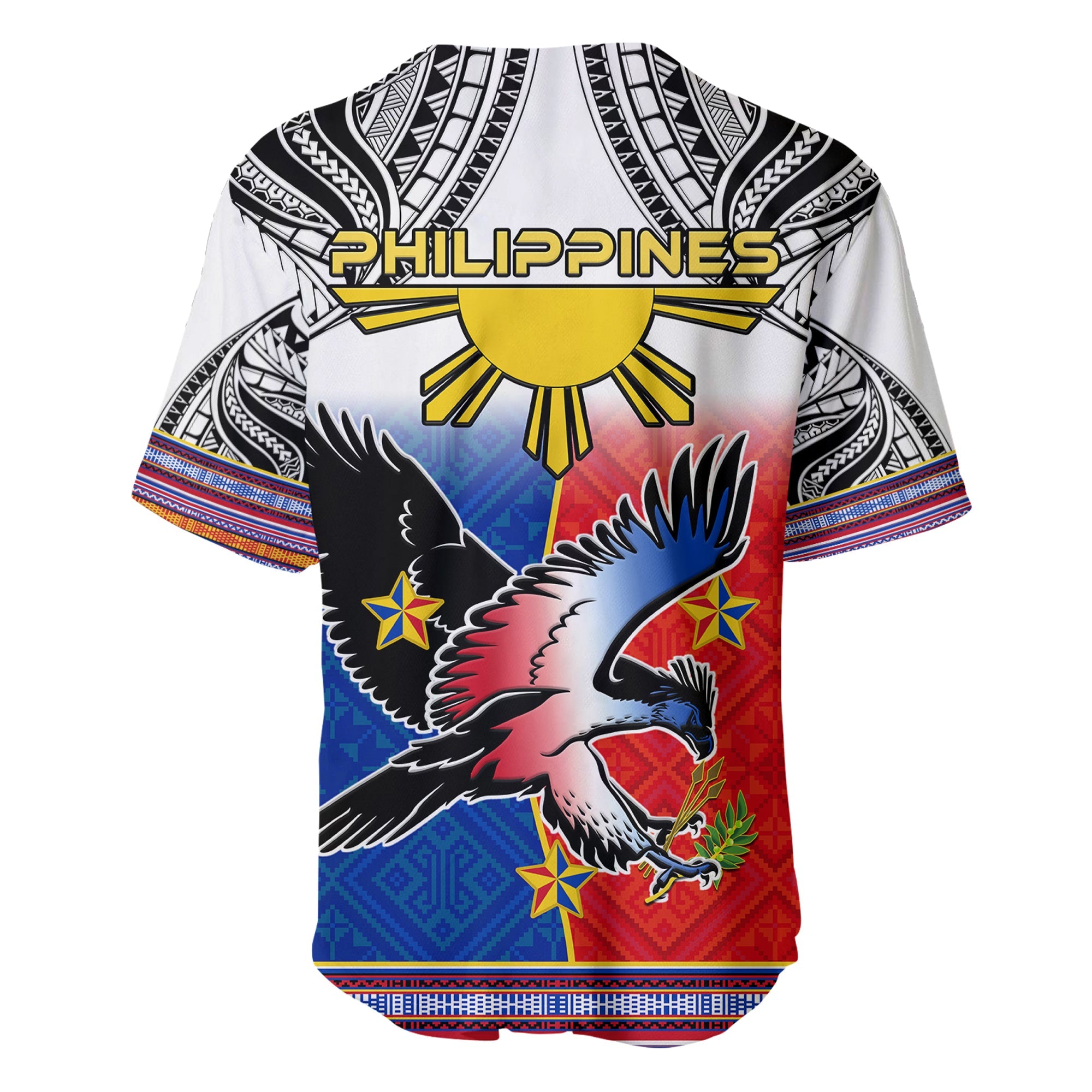 Philippines Baseball Jersey Polynesian Filipino Pattern With Eagle LT14