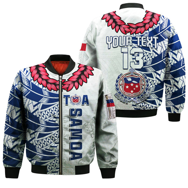 (Custom Text and Number) Toa Samoa Rugby Bomber Jacket Siamupini Ula ...