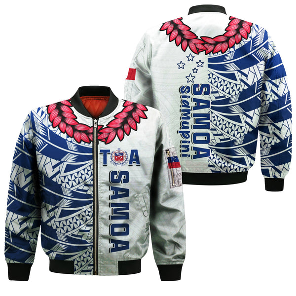 Toa Samoa Rugby Bomber Jacket Siamupini Ula Fala White LT13