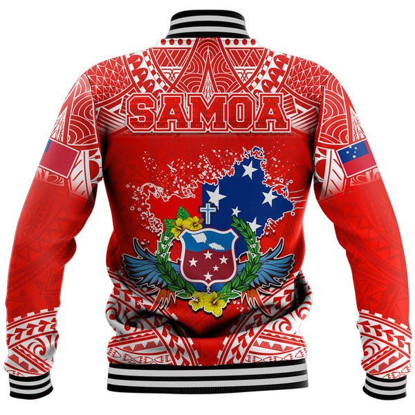 Toa Samoa Polynesian Rugby Baseball Jacket Samoan Flag Red Color LT9