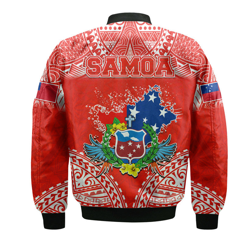 Toa Samoa Polynesian Rugby Bomber Jacket Samoan Flag Red Color LT9