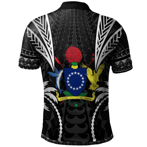 Cook Islands Polo Shirt Blood Runs Through My Veins Style Black